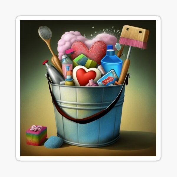"Cleaning Bucket " Sticker for Sale by RoboLuna | Redbubble