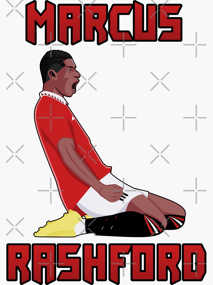 "Rashford - MU Red Black White Screaming Football Celebration" Sticker ...