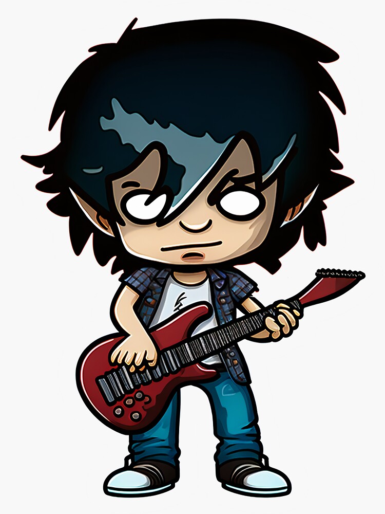 "Chibi Guitarist" Sticker for Sale by flowinglobe | Redbubble