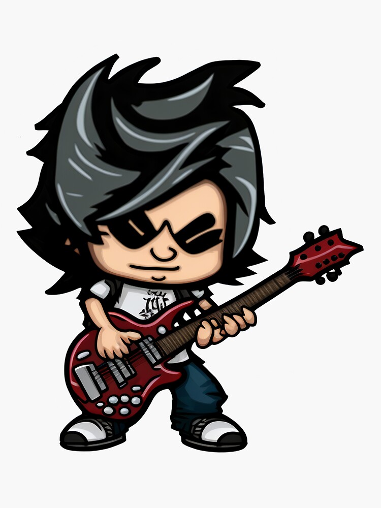 "Chibi Guitarist" Sticker for Sale by flowinglobe | Redbubble