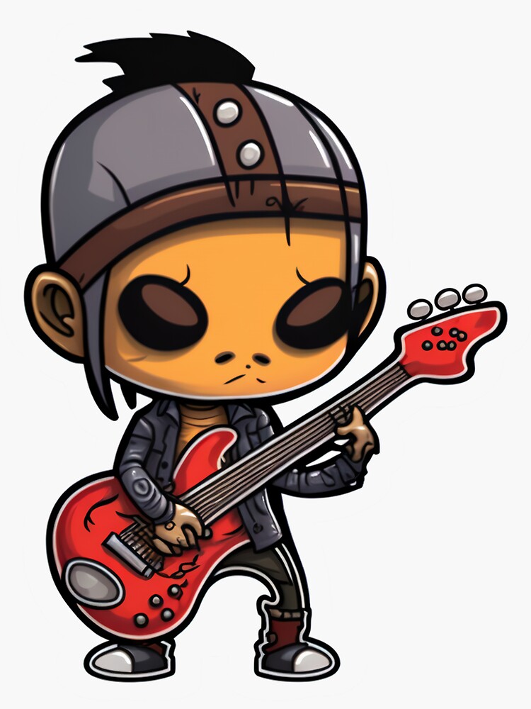 "Chibi Guitarist" Sticker for Sale by flowinglobe | Redbubble