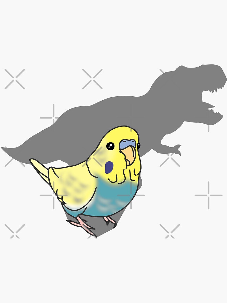 "T-rex Turquoise yellow Budgie" Sticker for Sale by FandomizedRose ...