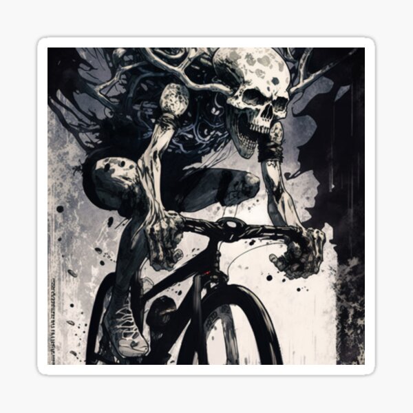 "Skull Head Having A Road Bike" Sticker for Sale by RoboLuna | Redbubble