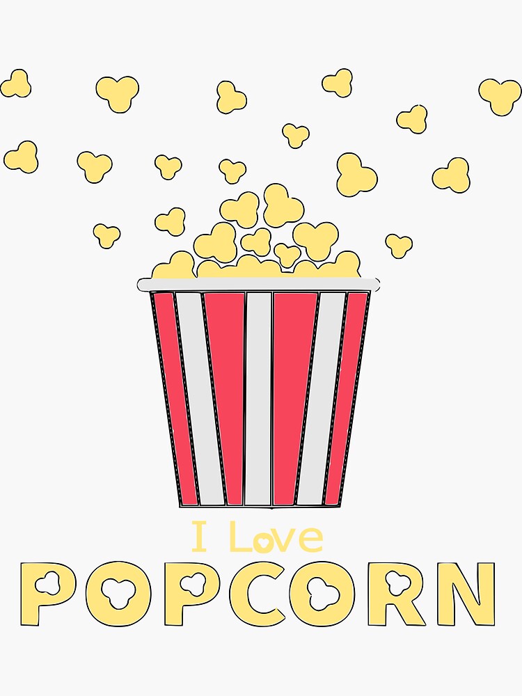 "I Love Popcorn" Sticker for Sale by StoreQ | Redbubble
