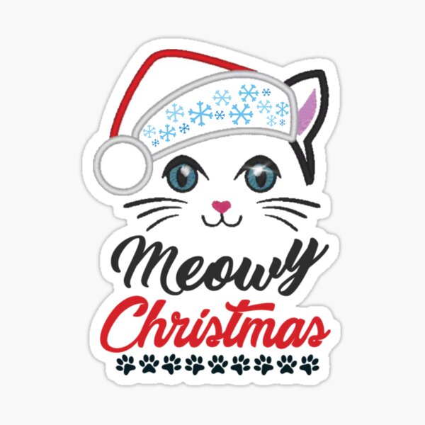 "Meowy Christmas" Sticker for Sale by KrzysztofDropin | Redbubble