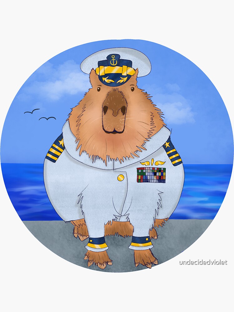 "captain capybara " Sticker for Sale by eris-finch | Redbubble