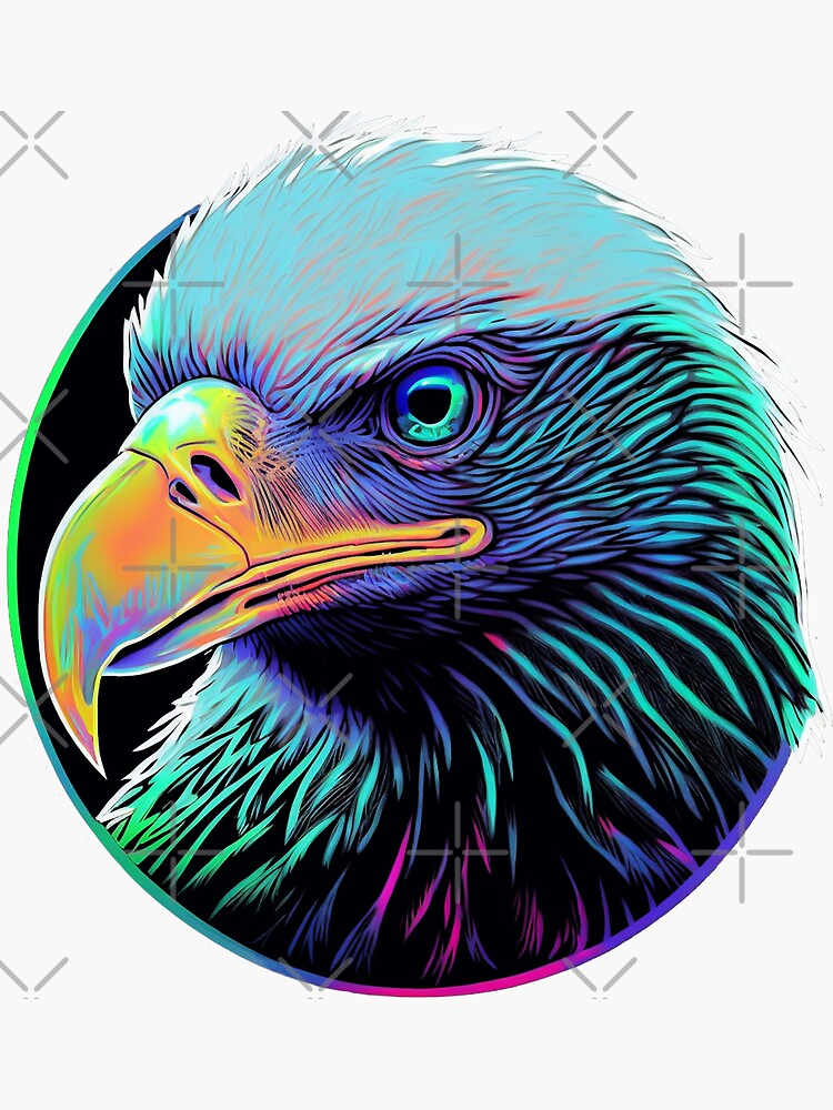 "Neon Bald Eagle Blacklight" Sticker for Sale by Soda-Pop-Art-87 ...