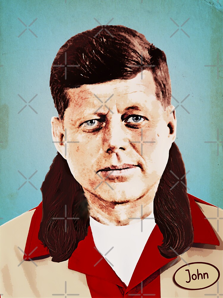 "JFK mullet 35th US president John bowling" Sticker for Sale by Captain ...