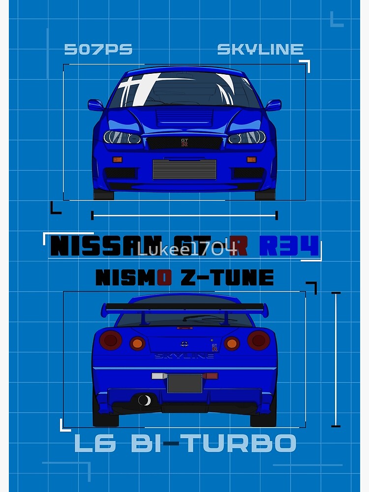 "GT-R R34 Nismo Z-Tune | Blueprint" Poster for Sale by Lukee1704 ...