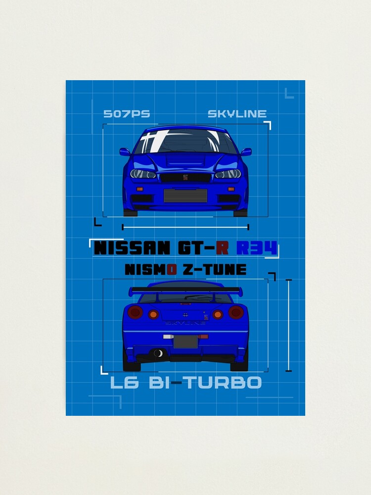 "GT-R R34 Nismo Z-Tune | Blueprint" Photographic Print for Sale by ...
