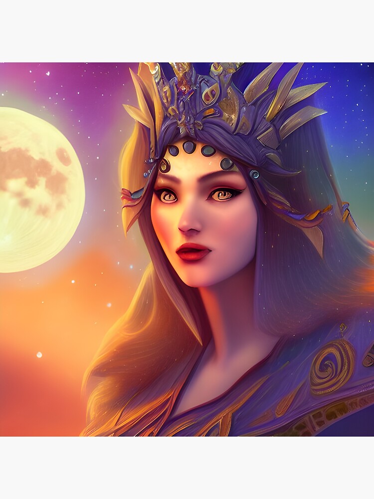 "Ancient Moon Queen" Sticker for Sale by SQUIDZIKS | Redbubble