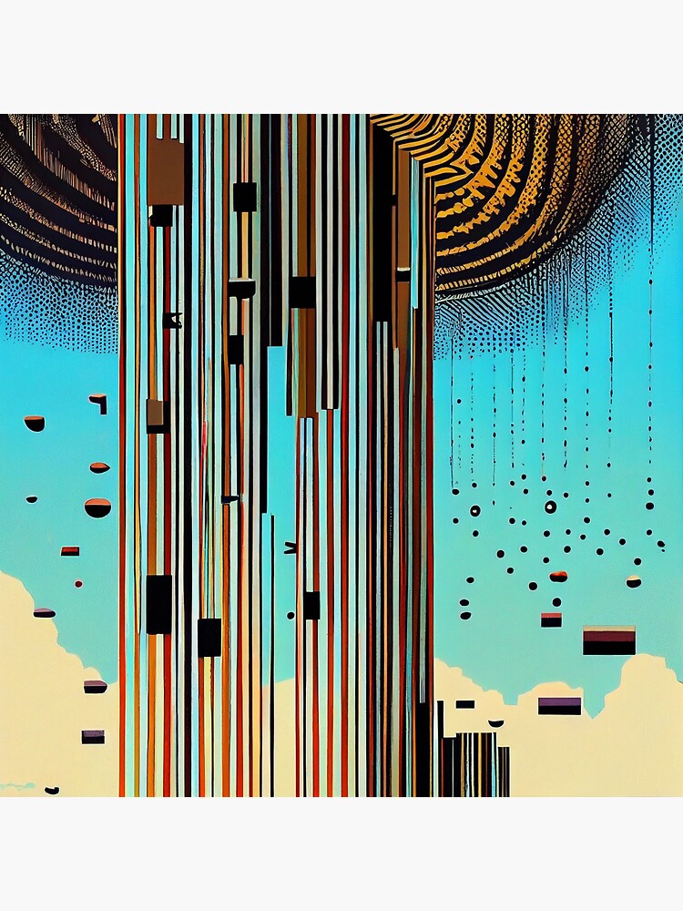 "surreal dotted barcode landscape dripping from the sky with sunshine ...