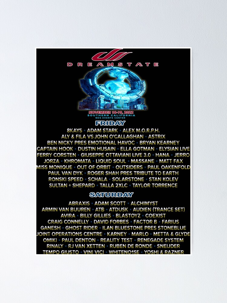 "Dreamstate SoCal 2022 Line-Up" Poster for Sale by Festmerch | Redbubble