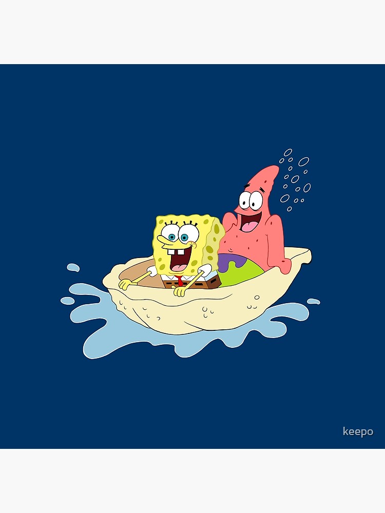 Spongebob And Patrick Riding A Shell Bag