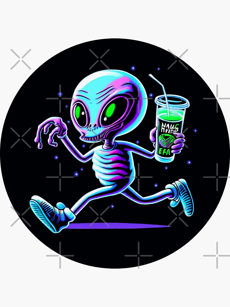 "Alien with Soda" Sticker for Sale by Soda-Pop-Art-87 | Redbubble