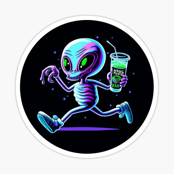 "Alien with Soda" Sticker for Sale by Soda-Pop-Art-87 | Redbubble
