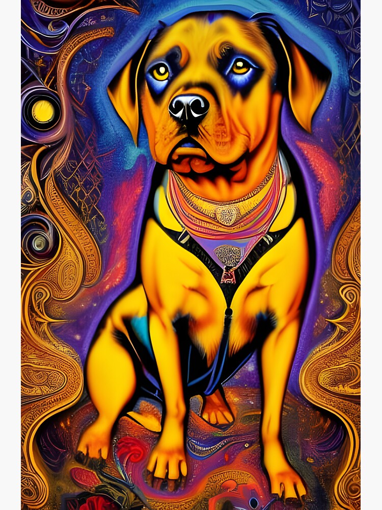 "Rottweiler Pitbull Mix Dog Psychedelic Fantasy Beautiful Portrait ...