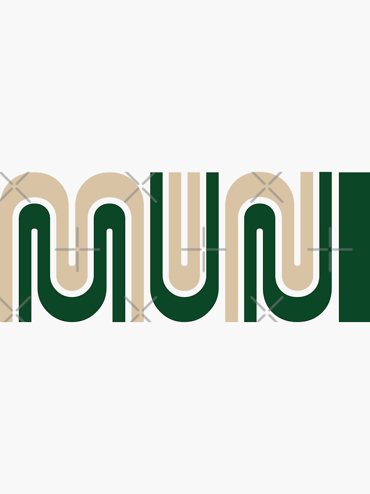 "Vintage Muni Bus logo - tan and green" Sticker for Sale by designdog ...