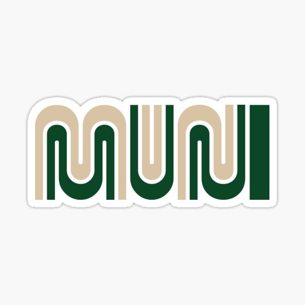 "Vintage Muni Bus logo - tan and green" Sticker for Sale by designdog ...