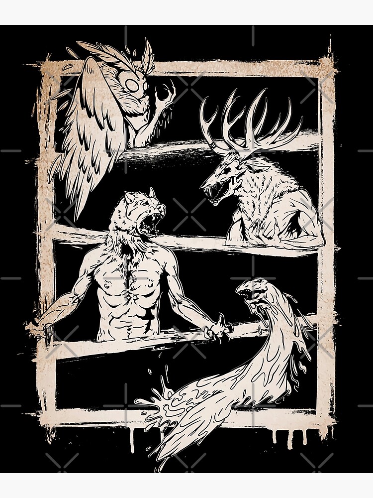 "Mothman, Wendigo, Dogman, Loch Ness Monster - Legendary Cryptids" Art ...