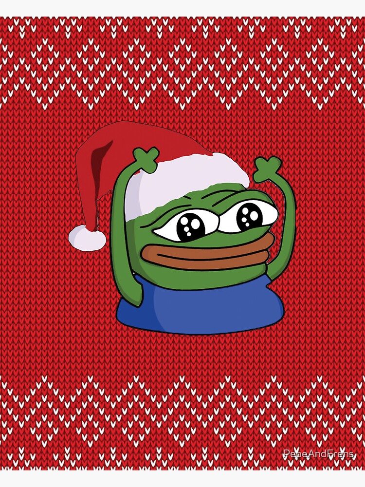 "Christmas Pepe the Frog - Happy Peepo with christmas pattern" Sticker ...