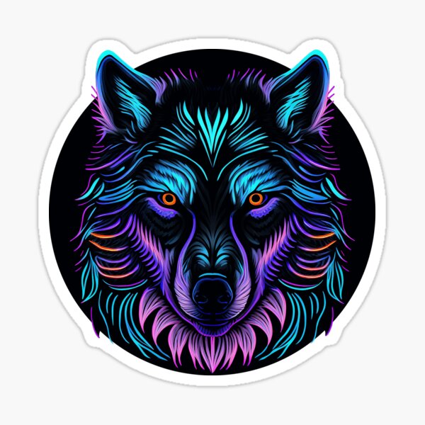 "Neon Blue Wolf Face Blacklight" Sticker for Sale by Soda-Pop-Art-87 ...