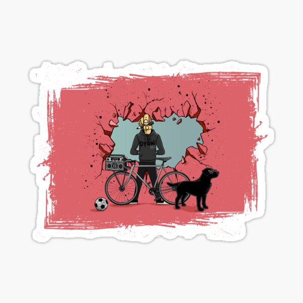 "Draw Bike and Dog in red" Sticker for Sale by JPGrafico78 | Redbubble