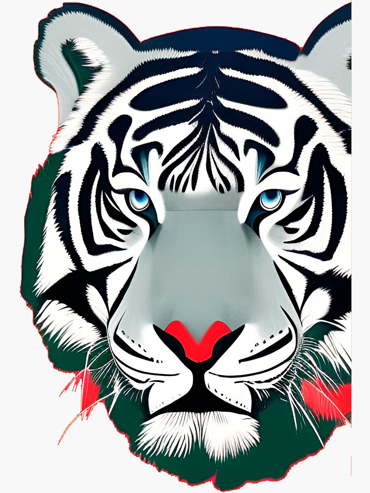 "white tiger digital art" Sticker for Sale by KINGMAGIC | Redbubble