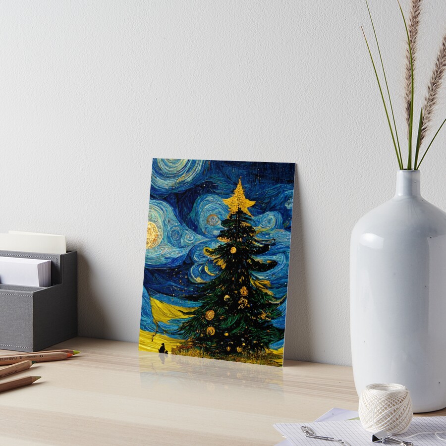 "Van Gogh Christmas Painting Starry Night Remake" Art Board Print for ...