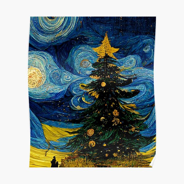 "Van Gogh Christmas Painting Starry Night Remake" Poster for Sale by ...