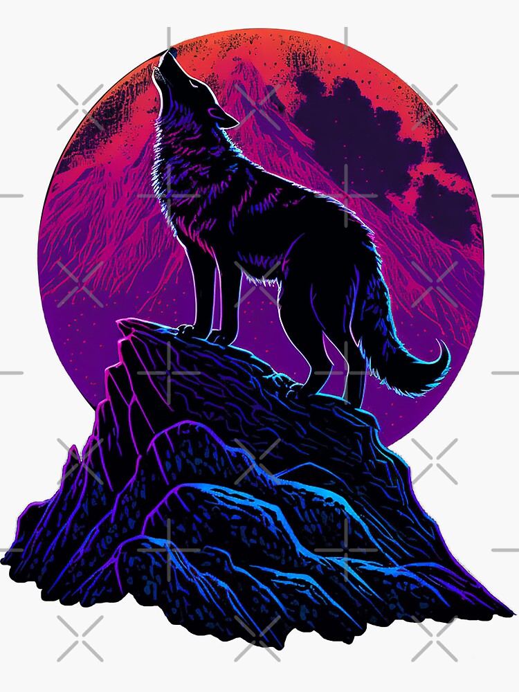 "Blood Moon Wolf Howling Blacklight" Sticker for Sale by Soda-Pop-Art ...