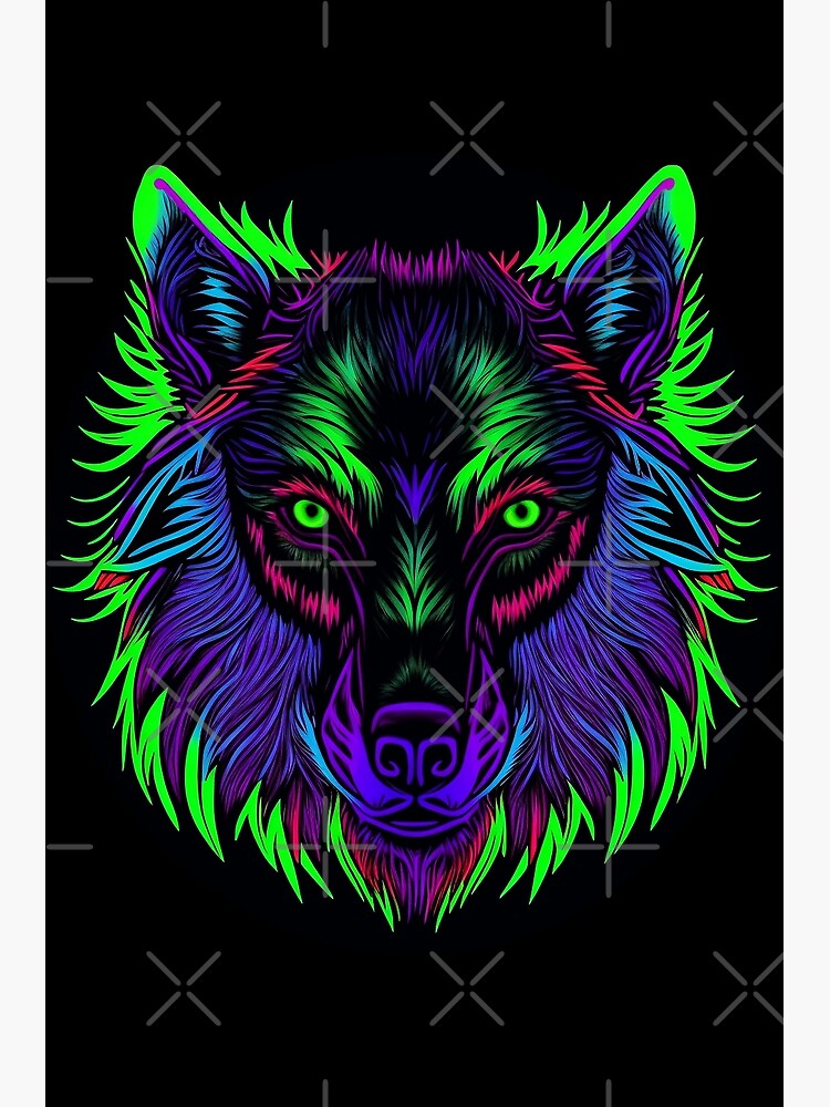 "Neon Green Wolf Face Blacklight" Poster for Sale by Soda-Pop-Art-87 ...