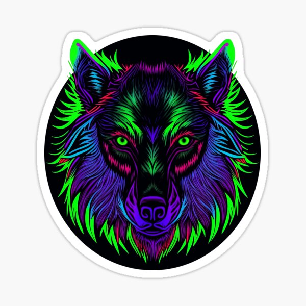 "Neon Green Wolf Face Blacklight" Sticker for Sale by Soda-Pop-Art-87 ...
