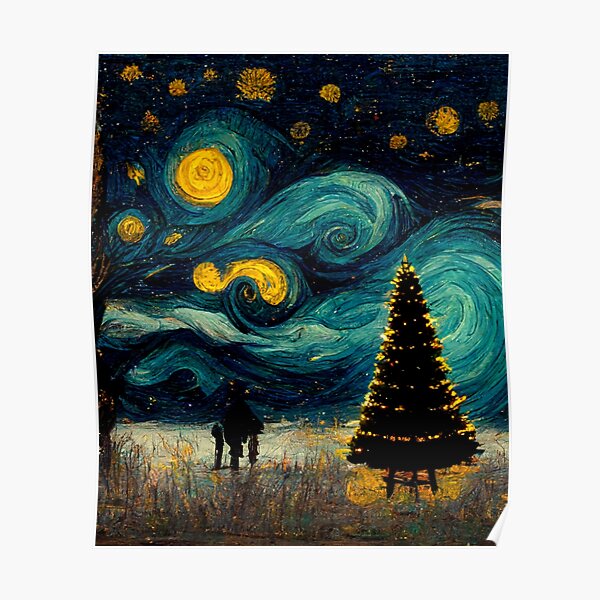 "Van Gogh Christmas Painting Starry Night Remake" Poster for Sale by ...