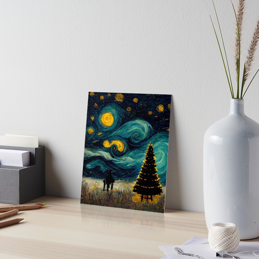 "Van Gogh Christmas Painting Starry Night Remake" Art Board Print for ...