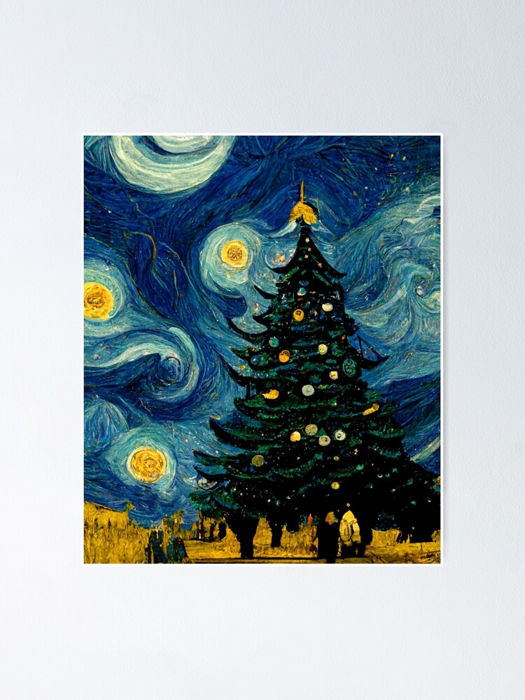 "Van Gogh Christmas Painting Starry Night Remake" Poster for Sale by ...