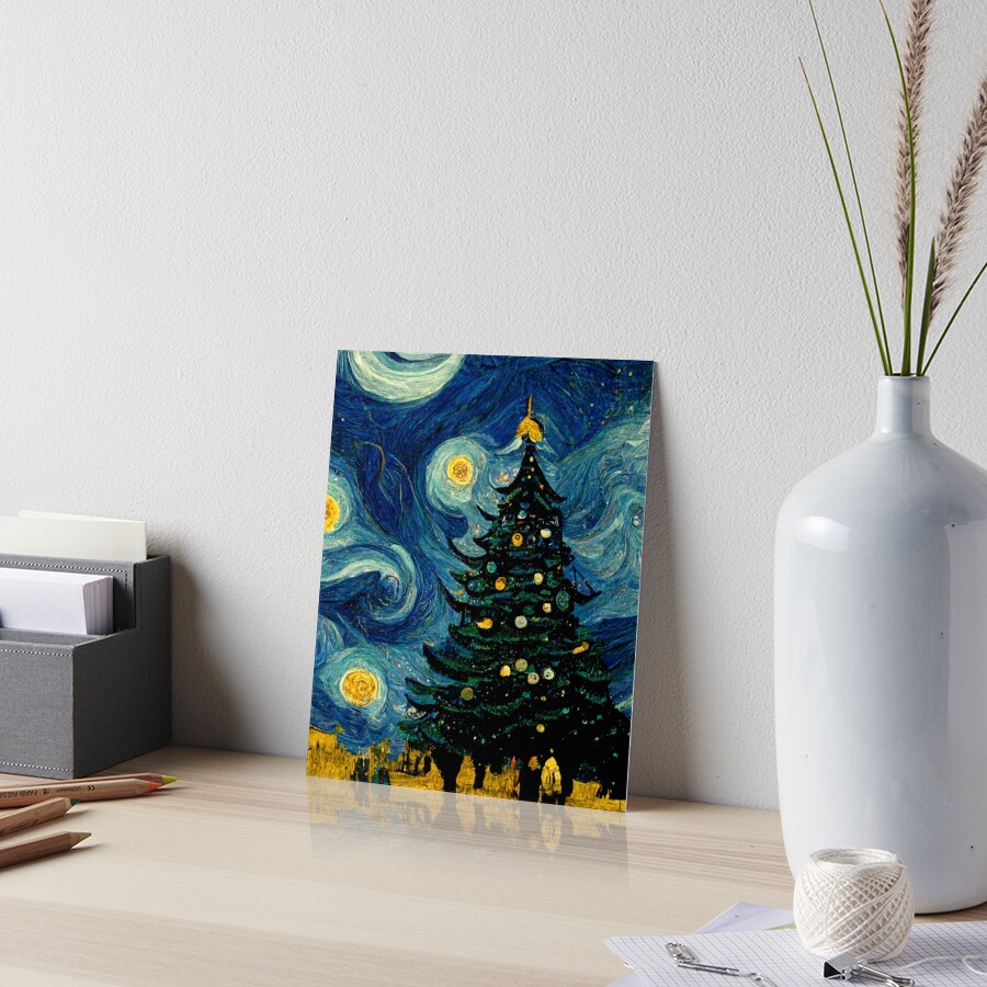 "Van Gogh Christmas Painting Starry Night Remake" Art Board Print for ...