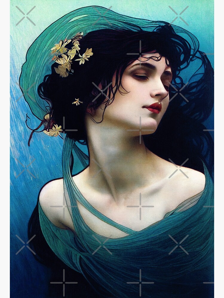 "The Nereid - Vintage, Mucha, Gilded Age" Sticker for Sale by ...
