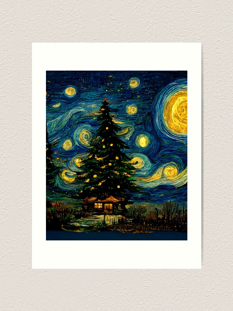 "Van Gogh Christmas Painting Starry Night Remake" Art Print for Sale by ...