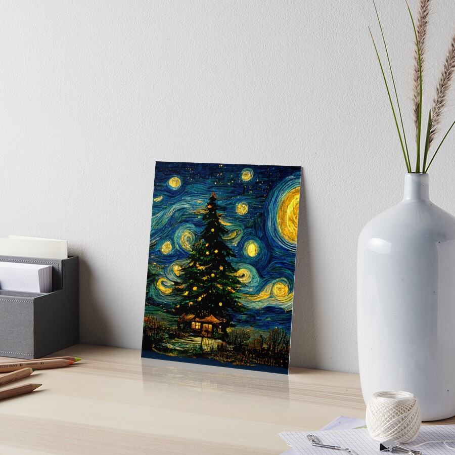 "Van Gogh Christmas Painting Starry Night Remake" Art Board Print for ...