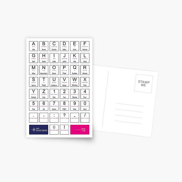"NATO phonetic alphabet | Morse code" Postcard for Sale by Design-shop ...