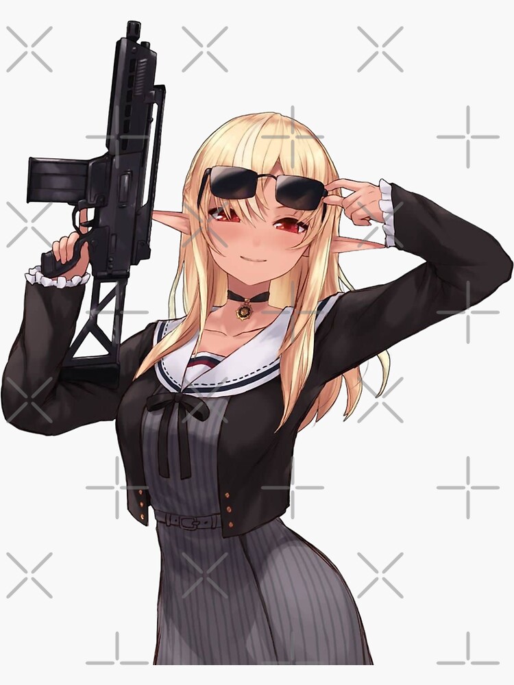 "Anime Girl Gun" Sticker for Sale by kittiescuties | Redbubble