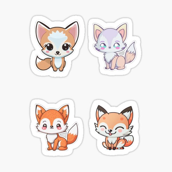 "Cute Fox Sticker Pack" Sticker for Sale by MidJourneymen | Redbubble