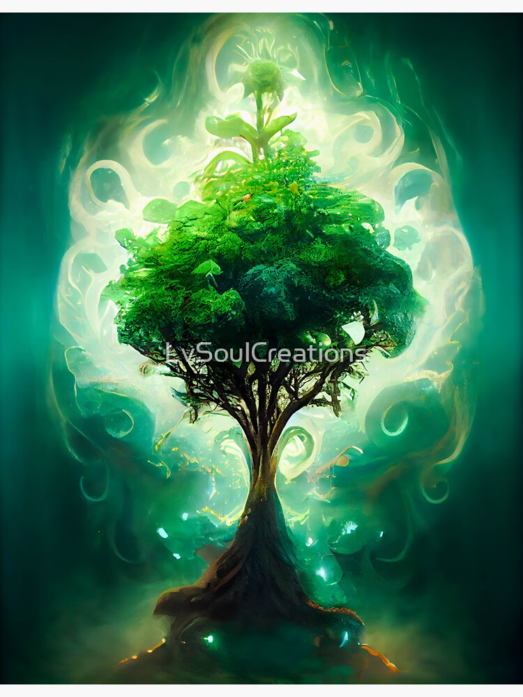 "Magic Green Tree of Life Flowing Energy - spiritual art spiritual ...