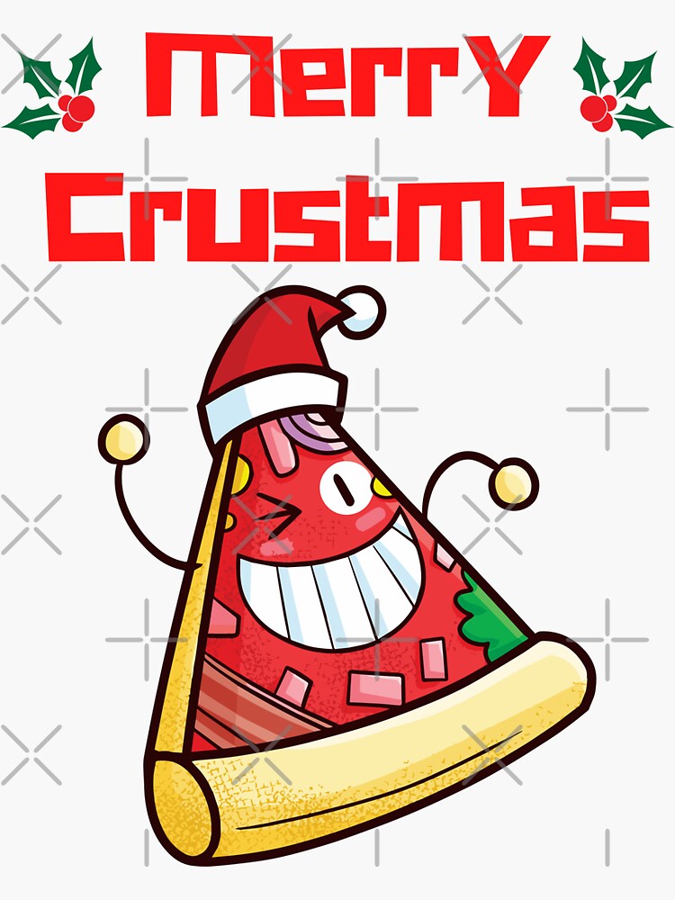 " Merry Crustmas - Kawaii Red Pizza Slice" Sticker for Sale by Georgy09 ...