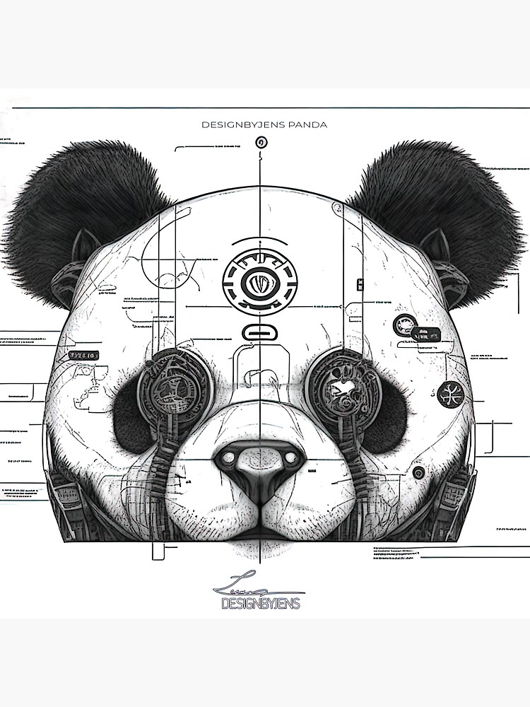 "panda blueprint" Sticker for Sale by Jenslemmens | Redbubble