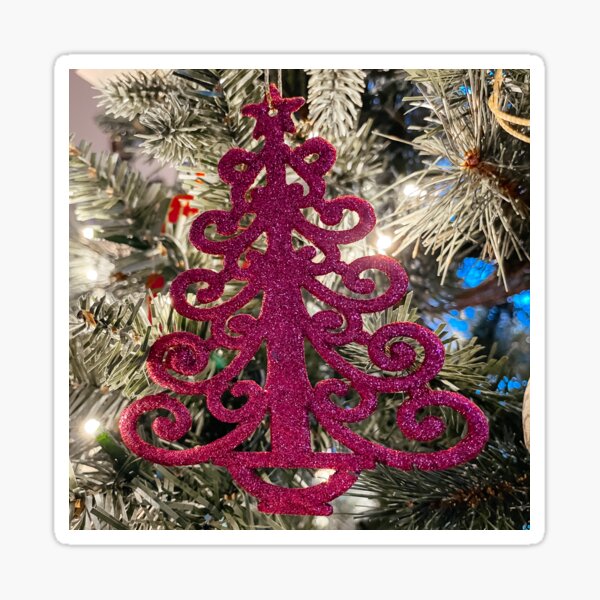 "Hot Pink Christmas Tree Ornament " Sticker for Sale by mylifeonpaper ...
