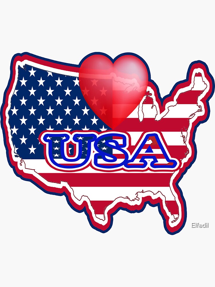 "heart usa contry and flag" Sticker for Sale by Elfadil | Redbubble
