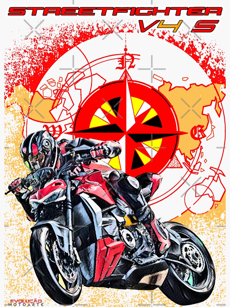 "Red Ducati Streetfighter V4S " Sticker for Sale by Evomotoarte | Redbubble