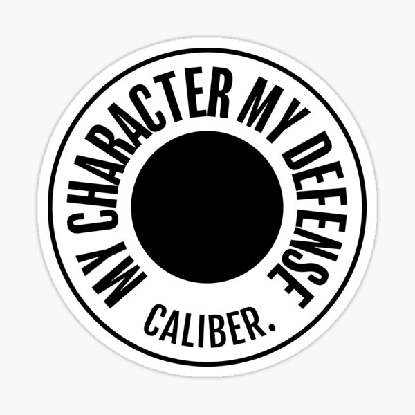"Caliber/character/defense ( black & white )" Sticker for Sale by ...